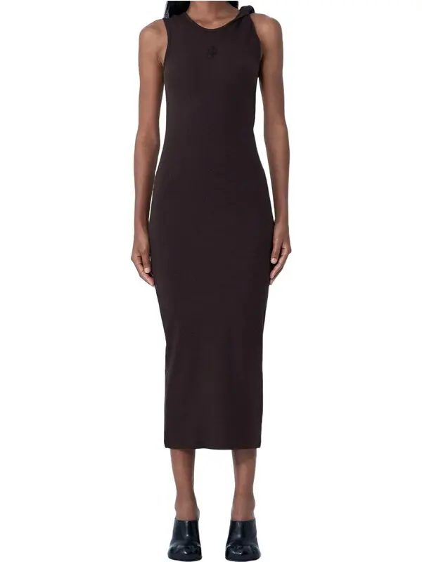 J.W.ANDERSON Jw Anderson Twisted Strap Ribbed Sleeveless Dress - Dark Brown