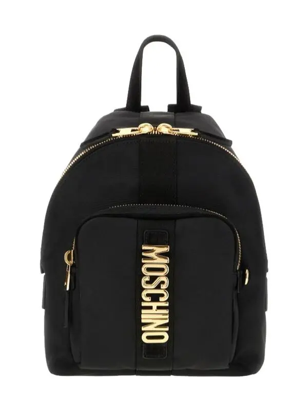 Moschino Small Logo Plaque Backpack - Black