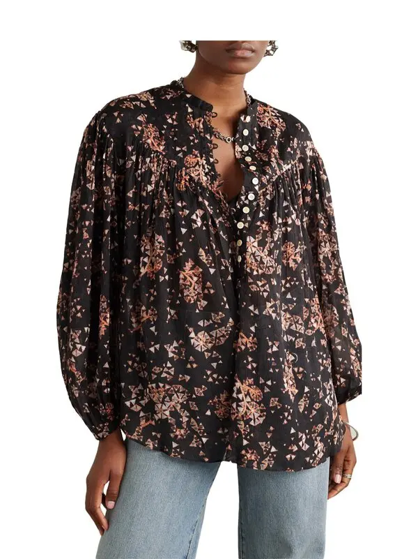 Isabel Marant Étoile Kiledia Printed Pleated Blouse - Black