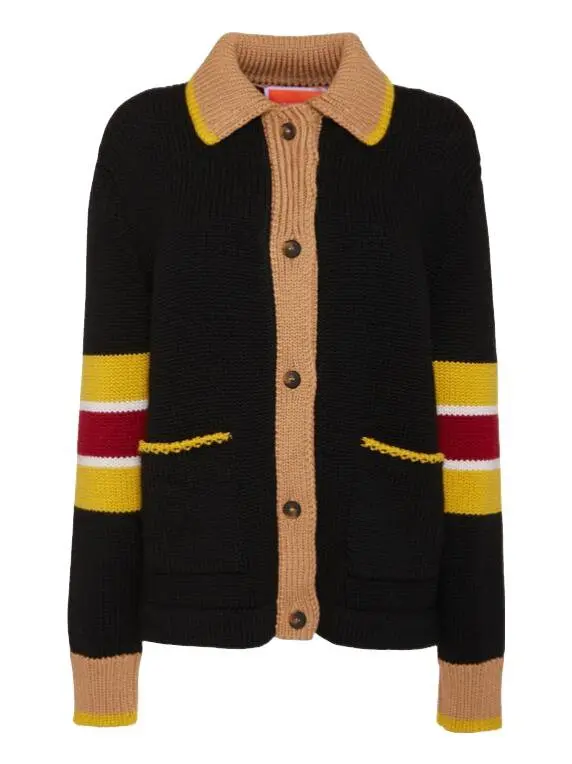 La DoubleJ No Fuss" Cardigan With Collar And Pockets - Black