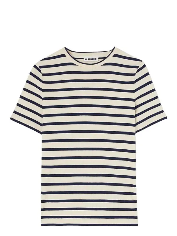 JIL SANDER Striped Crewneck T-shirt - Black