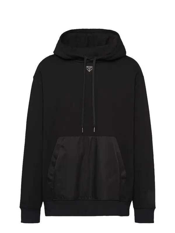 Prada Triangle-logo Drawstring Hoodie - Black