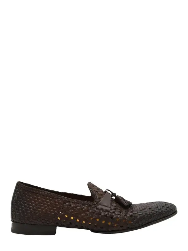 DOUCAL'S Woven Tassel Loafers - Black