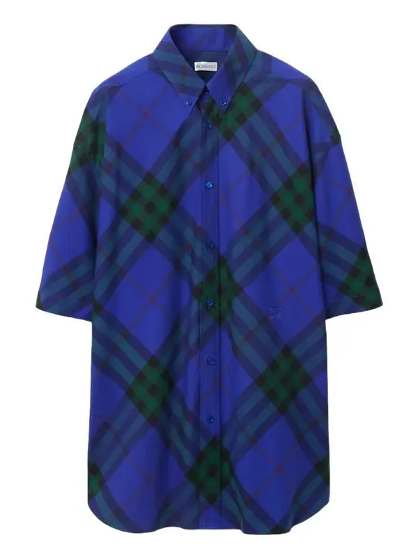 Burberry Checkered Short-sleeved Shirt - Blue