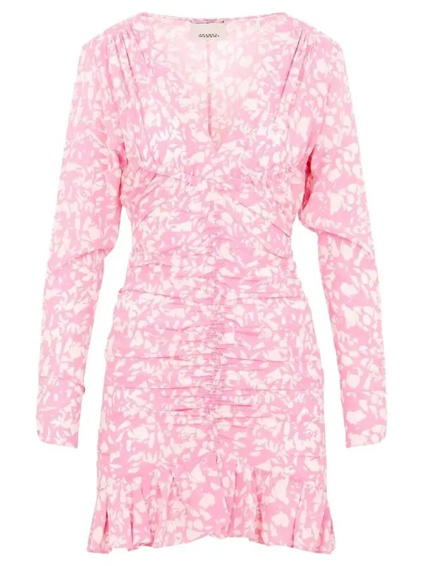 Isabel Marant Étoile Floral Ruched V-neck Mini Dress - Pink