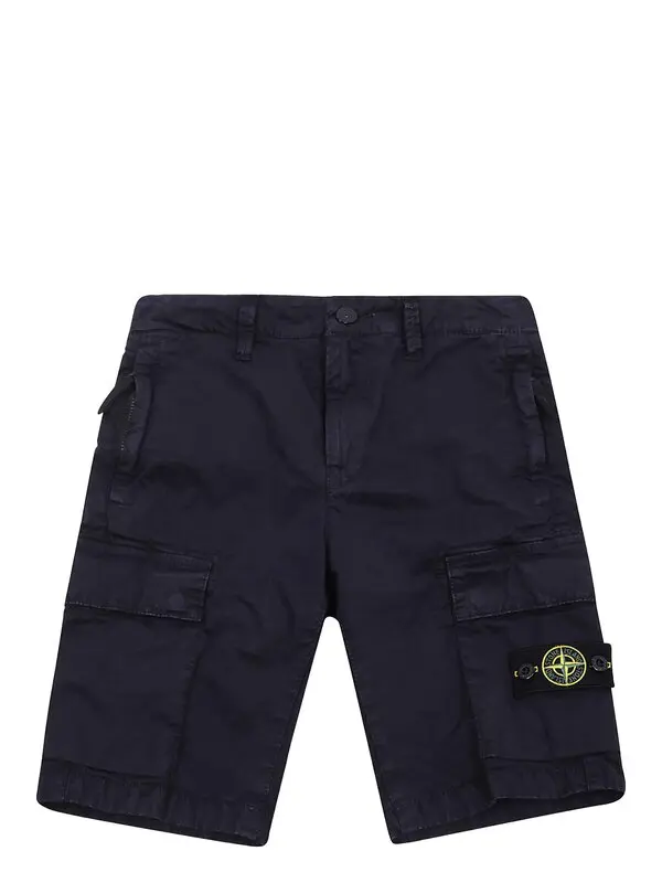 Stone Island Compass Motif Cargo Shorts - Navy Blue