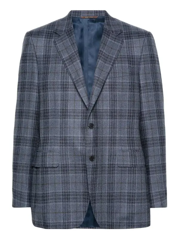 Canali Checked Single-breasted Blazer - Blue