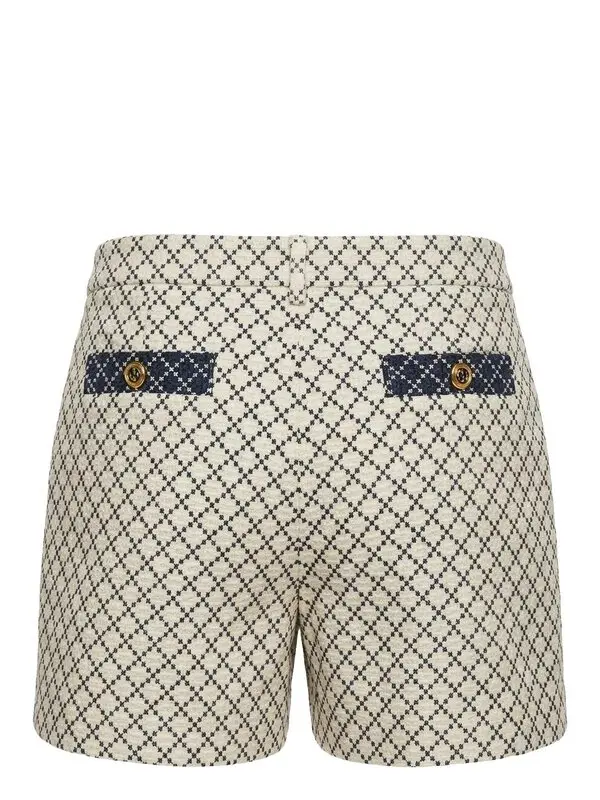 Gucci Patterned Button-detail Shorts - Ivory And Blue