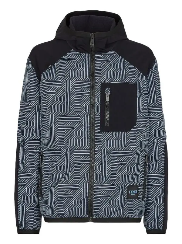 Fendi Logo Patch Zip-up Jacket - Black
