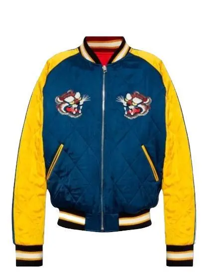 Kenzo Tiger Embroidered Reversible Bomber Jacket - Blue
