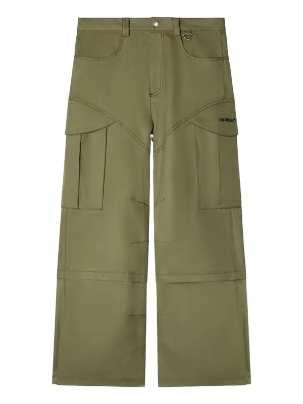 Off-White Logo Embroidered Straight Leg Cargo Pants - Military Green