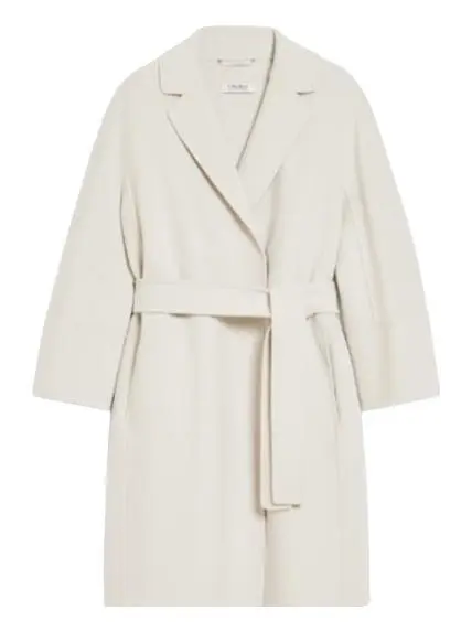 Max Mara Long-sleeved Coat With Lace And Logo Detailing - White