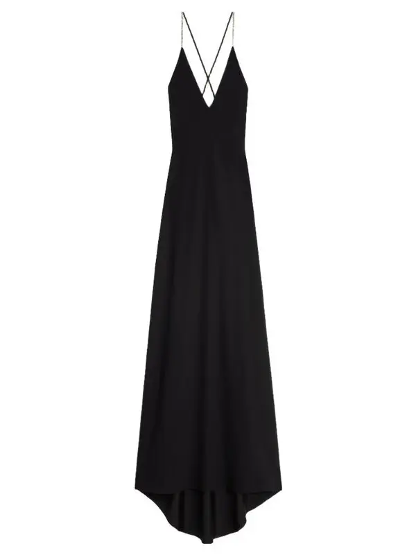 Celine Lingerie Dress With Rhinestone Embellishments - Black