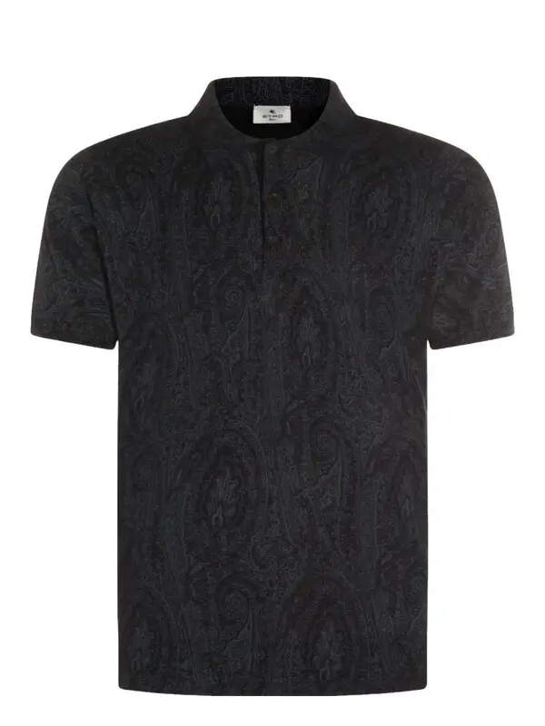 Etro Floral-paisley Short-sleeved Polo Shirt - Black