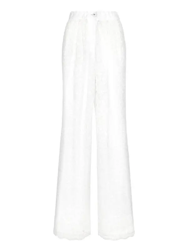 Dolce & Gabbana Flared Floral Lace Pants - White