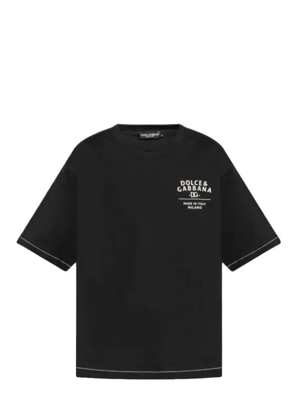 Dolce & Gabbana Dolce Gabbana Logo Printed Crewneck T-shirt - Black