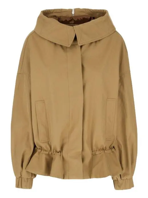 Dries Van Noten Long Sleeve Ruffled Hem Jacket - Camel