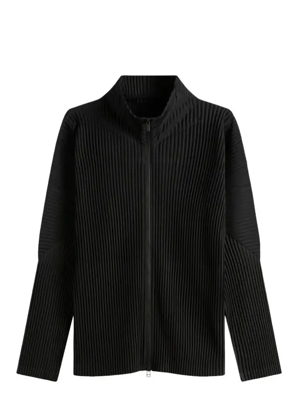 Issey Miyake Homme Plissé Pleated Zip-up Shirt - Black