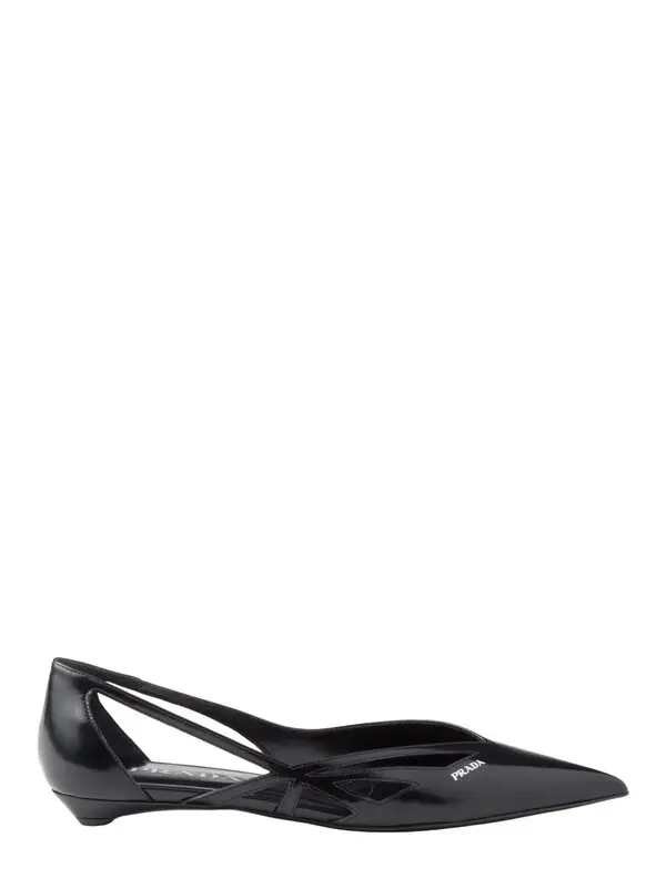 Prada Pointed-toe Cut-out Ballerinas - Black
