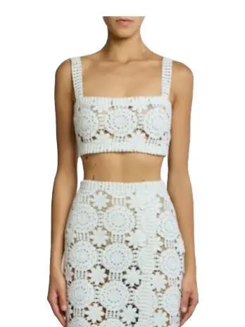 Elie Saab Cropped Crochet Top - White