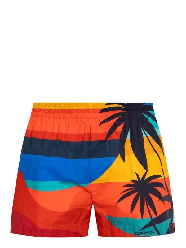 Dsquared2 Sunset Palm Tree Print Swim Shorts - Multicolor