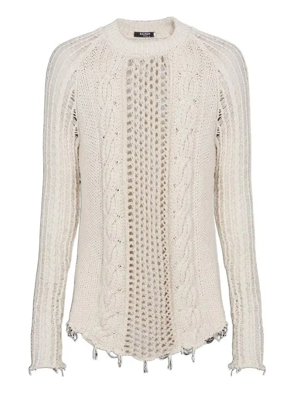 Balmain Unstructured Knitted Jumper - White