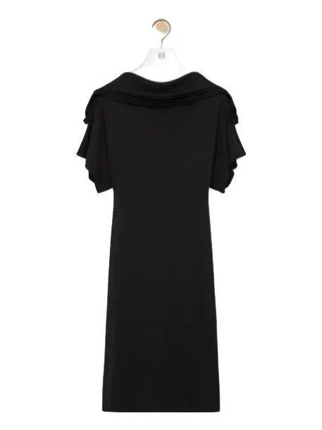 Loewe Viscose Dress With Boat Neck And Deep V Back - Black