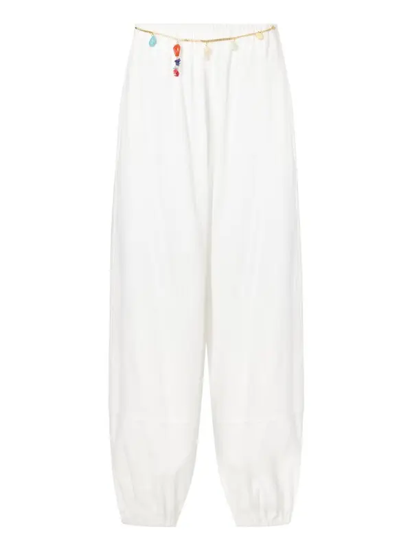 Stella McCartney Embellished Wide-leg Cotton Pants - White