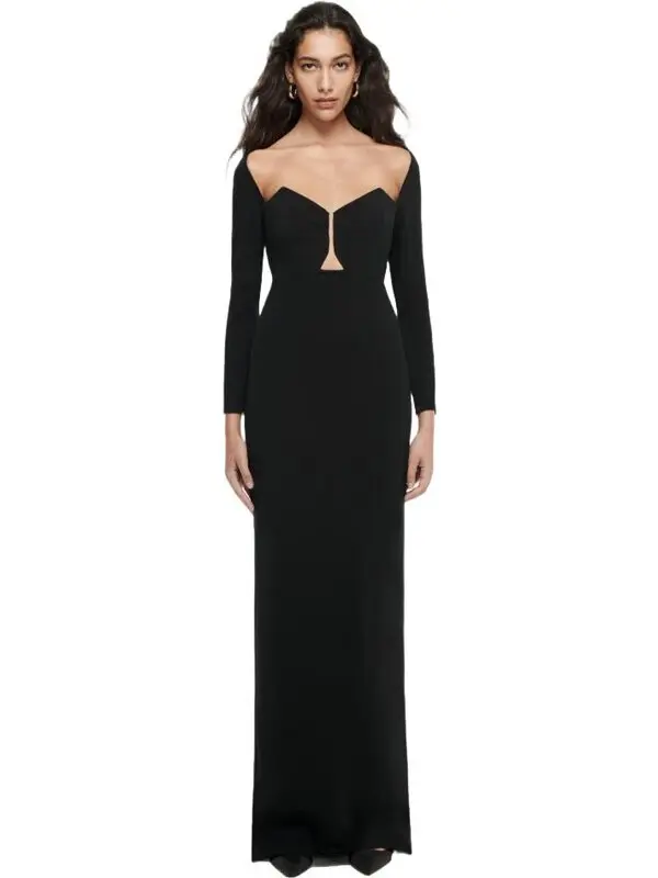 Roland Mouret Long-sleeve Gown With Cut-out Detail - Black