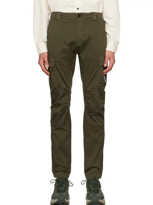 C.P. COMPANY Satin Stretch Cargo Pants - Green