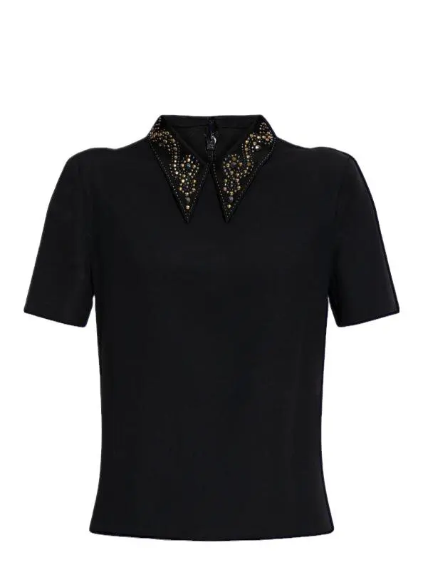 Versace Embellished Collar Short-sleeve Blouse - Black