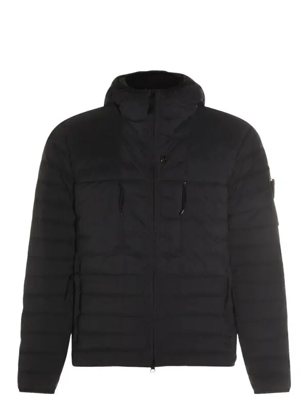 Stone Island Zip Up Hooded Padded Coat - Navy Blue