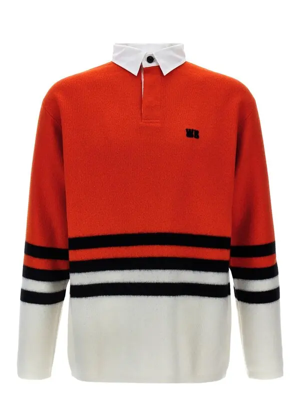 WALES BONNER Cypher Logo Embroidered Knitted Polo Shirt - Red