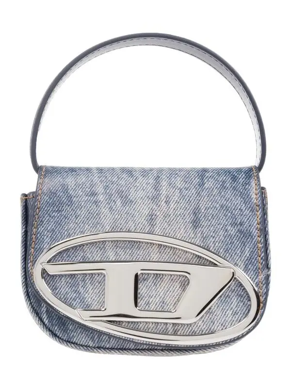 DIESEL® 1dr Denim-print Leather Mini Bag - Blue