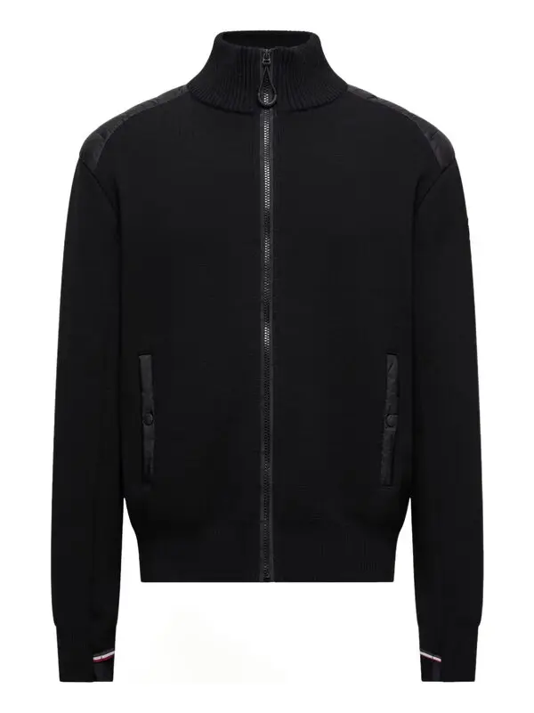 Moncler High Neck Zip-up Cardigan With Down-filled Details - Black