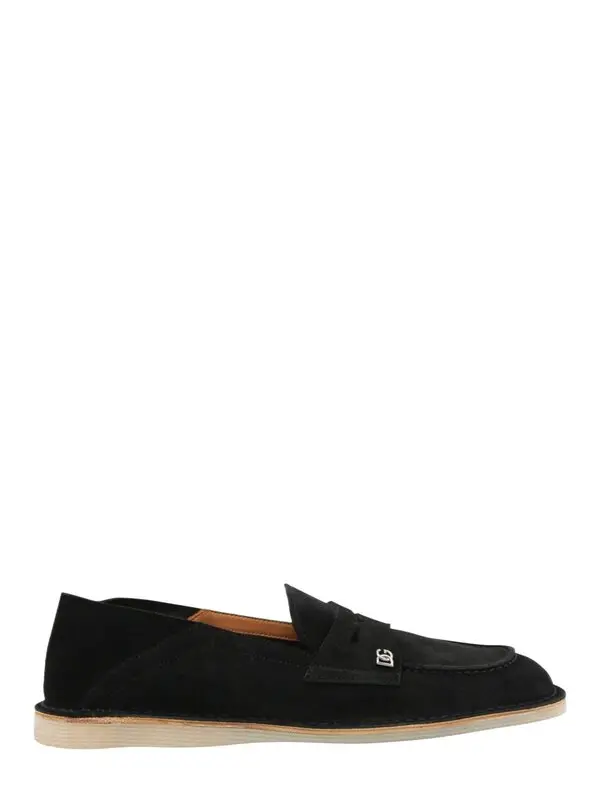 Dolce & Gabbana Suede Slip-on Loafers With Branded Hardware - Black