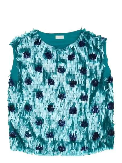 Dries Van Noten Sequin Embellished Sleeveless Top - Green