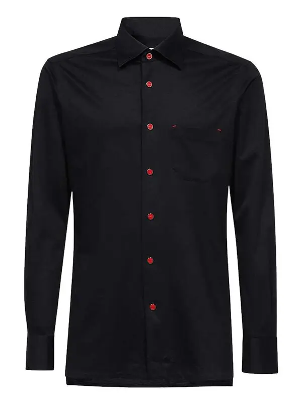 Kiton Lapel Long-sleeved Shirt - Black