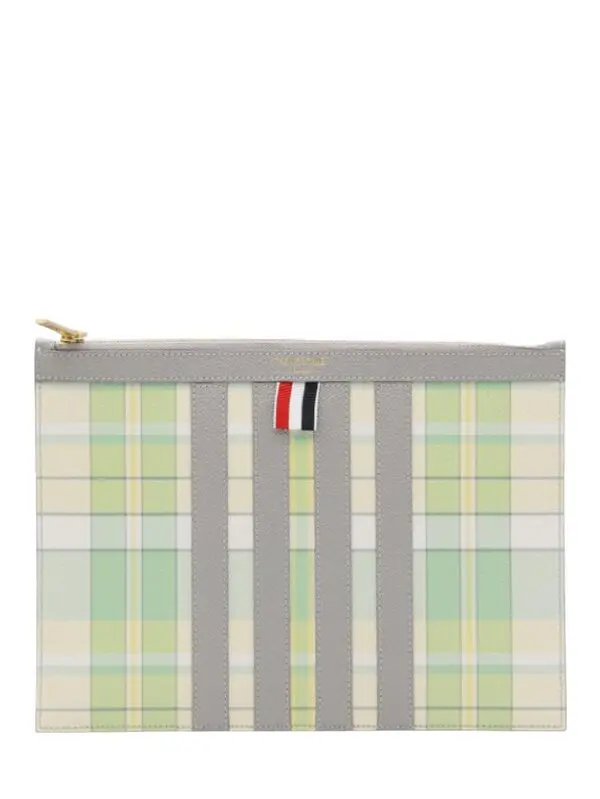 Thom Browne Checked Zip Clutch Bag - Gray