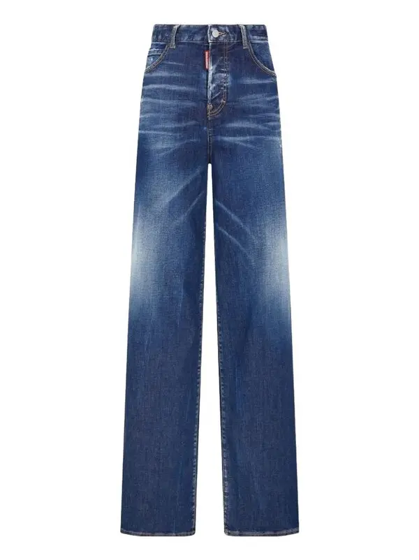 Dsquared2 Distressed Wide-leg Jeans - Blue