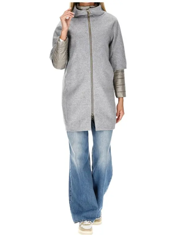 Herno Quilted Insert Zip Coat - Gray