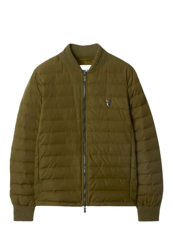 Burberry Logo Plaque Quilted Down Jacket - Brown