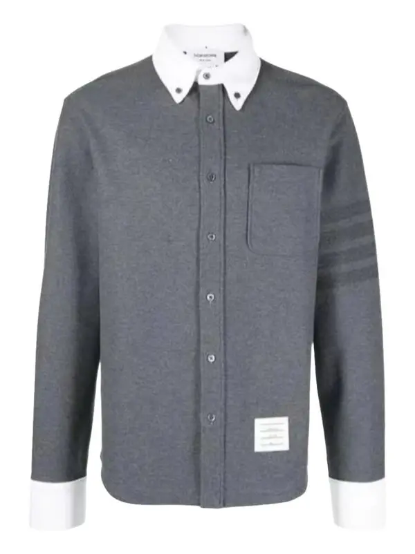 Thom Browne Cotton Long-sleeved Shirt - Medium Gray