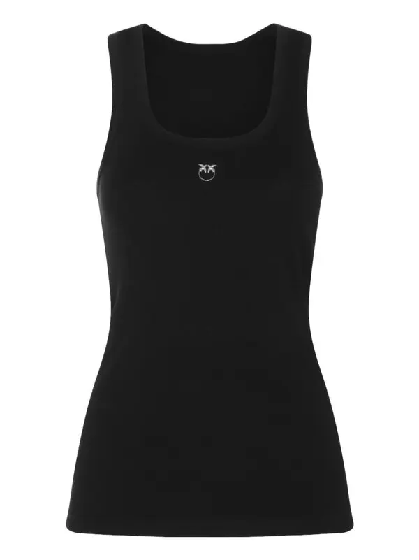 Pinko Ribbed Logo Plaque Tank Top - Black