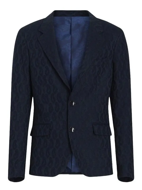 Etro Single-breasted Logo Detailed Blazer - Black