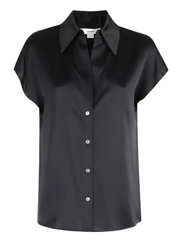 Vince Cap Sleeve Shirt - Black