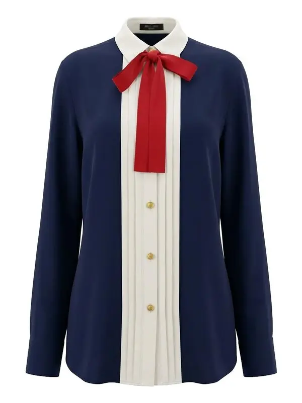 Gucci Button-up Shirt With Pussy Bow Detail - Blue