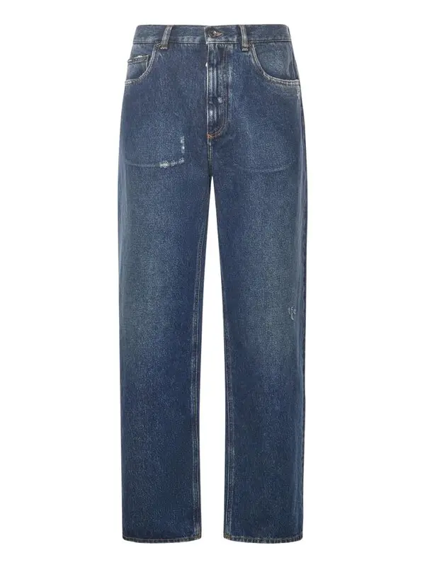 Dolce & Gabbana Straight Leg Distressed Denim Jeans - Blue