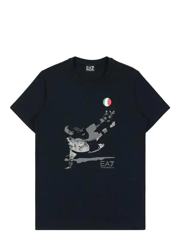 EA7 Logo T-shirt With Round Neck - Black