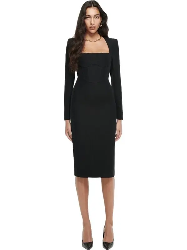 Roland Mouret Long-sleeved Square Neck Dress - Black